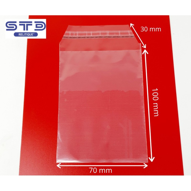 SACHET AVEC BANDE ADHESIVE 70 x 100 mm PE 50 microns par 1000