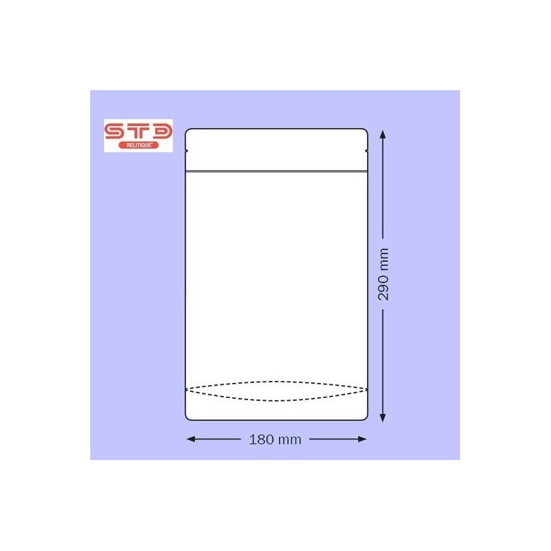 SACHET PET/PE/ALU NOIR Ouverture ZIP et Thermoscellable 180 x 290 mm/1000