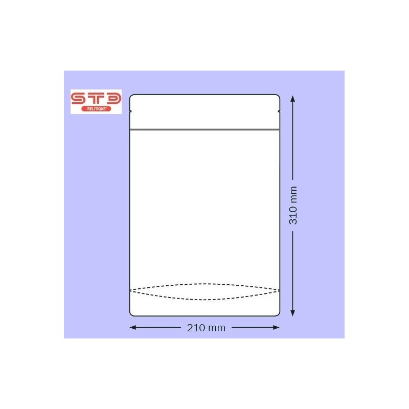 SACHET PET/PE/ALU NOIR Ouverture ZIP et Thermoscellable 210 x 310 mm/1000