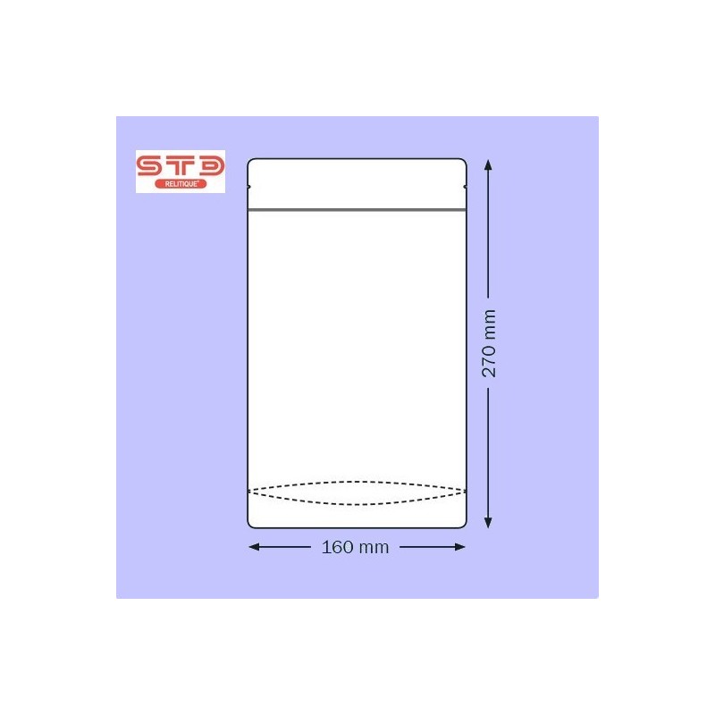 SACHET PET/PE/ALU ARGENT Ouverture ZIP et Thermoscellable 160 x 270 mm ...