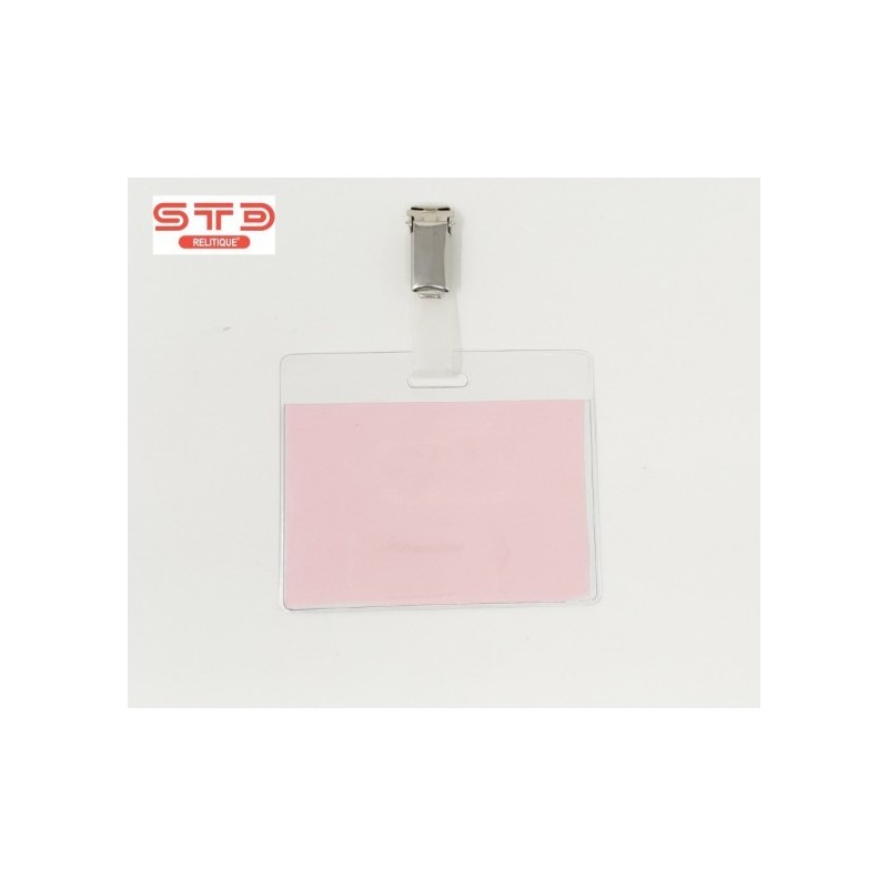 KIT COMPLET -B- PORTE-BADGE AVEC TROU FORMAT PAYSAGE + ATTACHE PINCE ...