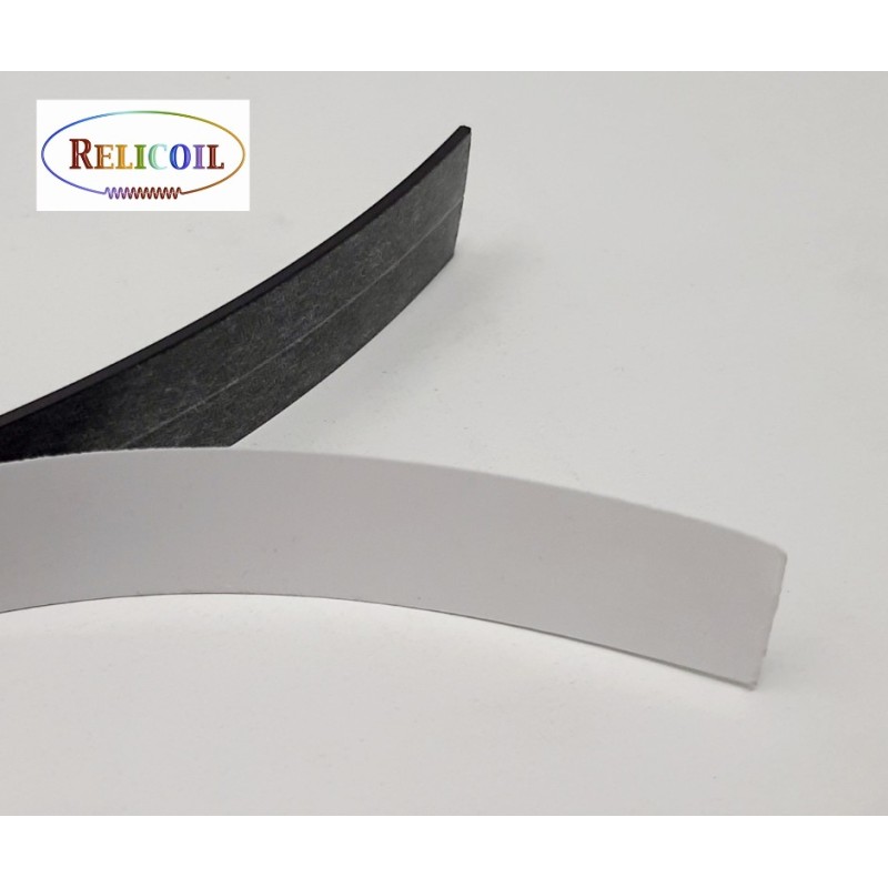 Aimant isotrope force 60g/cm2 largeur 10mm Ep 1mm rouleau adhésif 30m